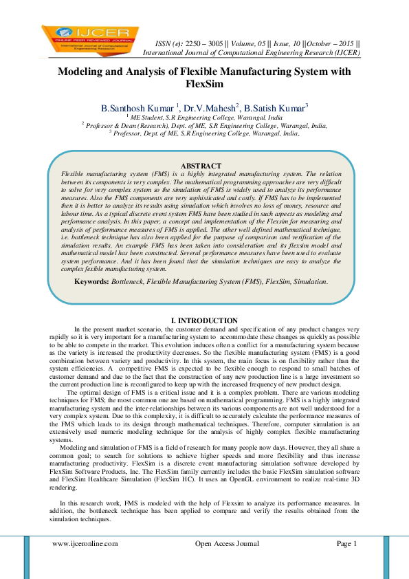 (PDF) Modeling and Analysis of Flexible Manufacturing System with FlexSim