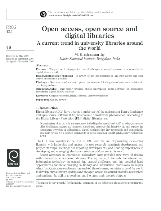 (PDF) Open access, open source and digital libraries A current trend in ...