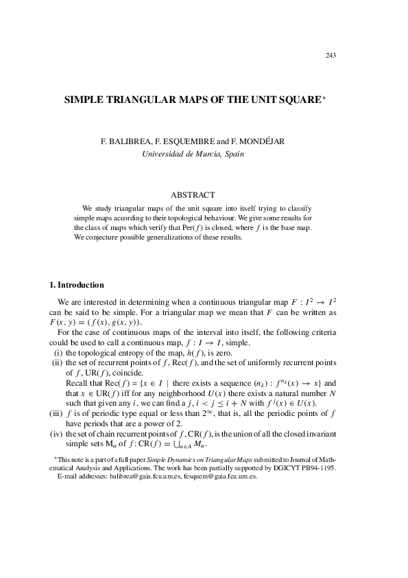 (PDF) SIMPLE TRIANGULAR MAPS OF THE UNIT SQUARE | Francisco Balibrea ...