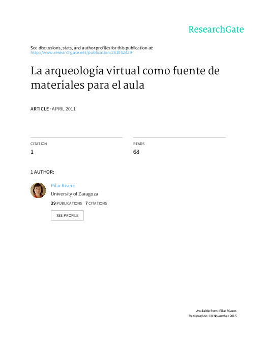La arqueología virtual como fuente de materiales para el aula