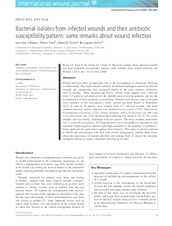 (PDF) Bacterial isolates from infected wounds and their antibiotic ...