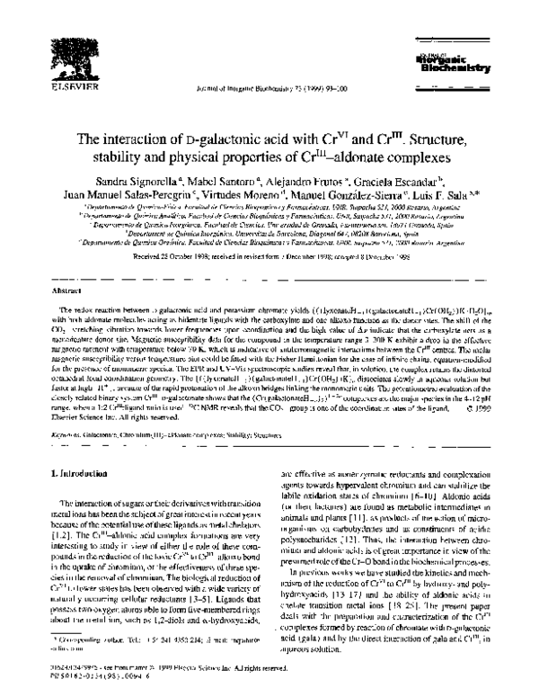 (PDF) The interaction of D-galactonic acid with CrVI and CrIII ...