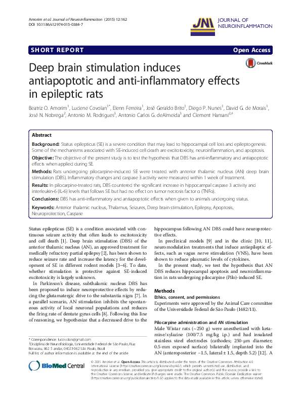 (PDF) Deep brain stimulation induces antiapoptotic and anti ...