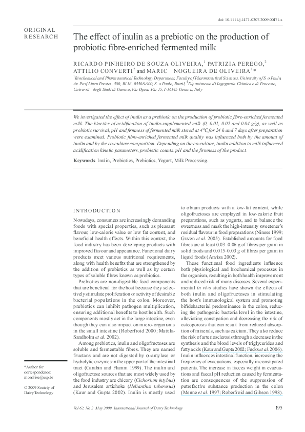 (PDF) The effect of inulin as a prebiotic on the production of ...