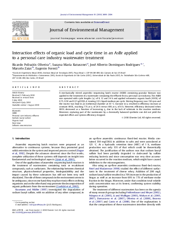 (PDF) Interaction effects of organic load and cycle time in an AsBr ...