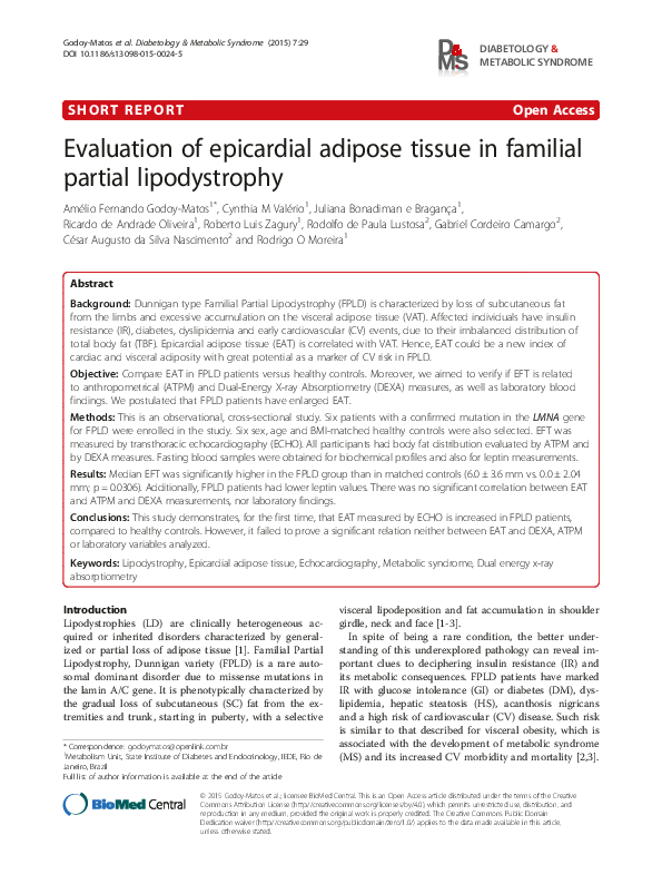 (PDF) Evaluation of epicardial adipose tissue in familial partial ...