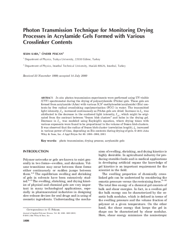 (PDF) Photon transmission technique for monitoring drying processes in ...