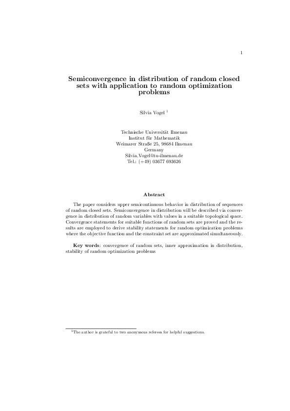 (PDF) Semiconvergence in distribution of random closed sets with application to random ...