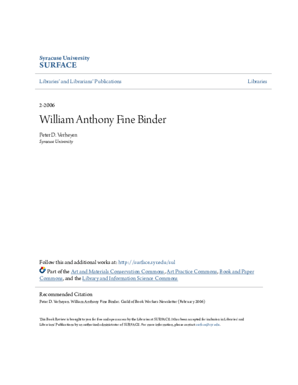 (PDF) William Anthony Fine Binder