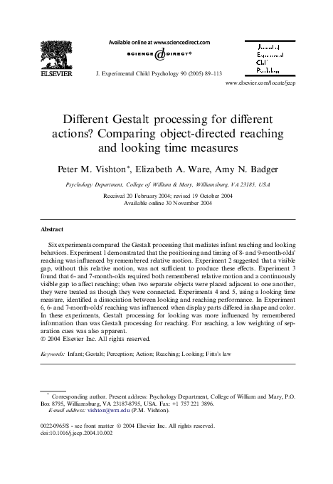 (PDF) Different Gestalt processing for different actions? Comparing object-directed reaching and ...