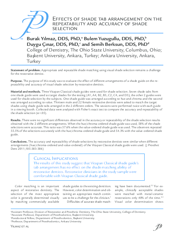 (PDF) Effects of shade tab arrangement on the repeatability and ...