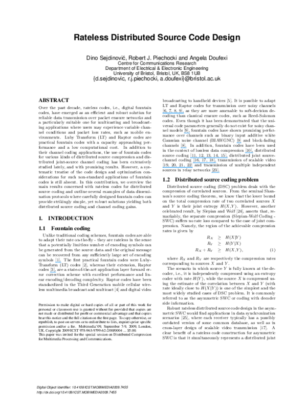 (PDF) Rateless Distributed Source Code Design