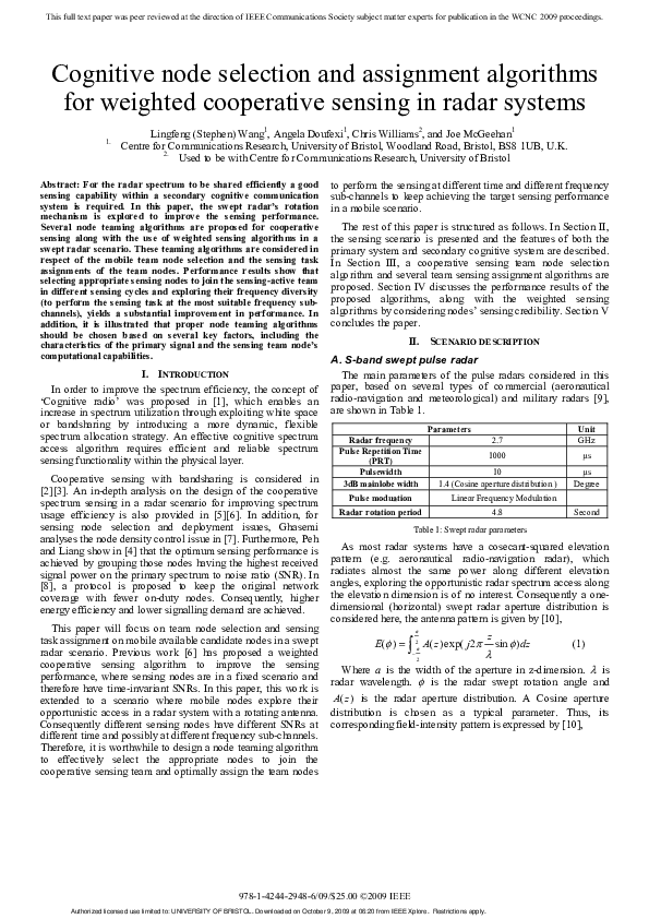 (PDF) Cognitive node selection and assignment algorithms for weighted ...