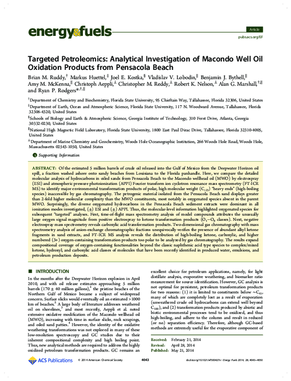 (PDF) Targeted petroleomics: Analytical investigation of macondo well ...