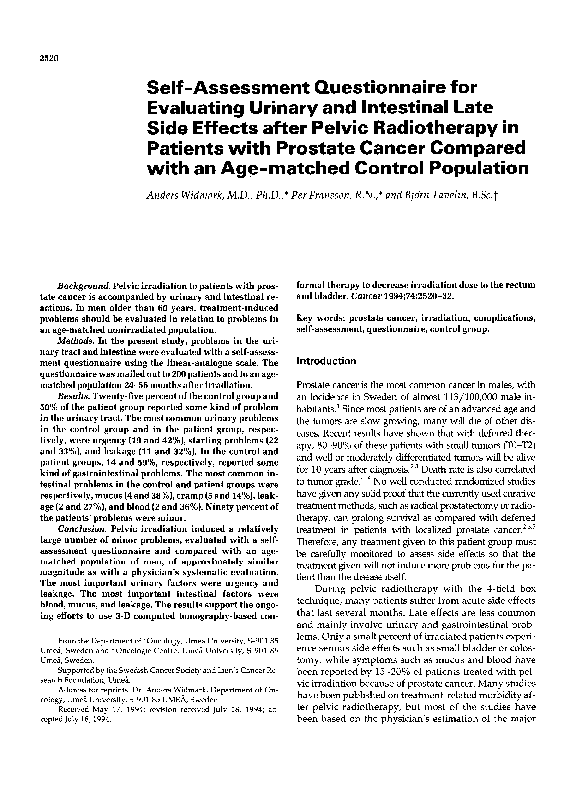 (PDF) Self-assessment questionnaire for evaluating urinary and ...