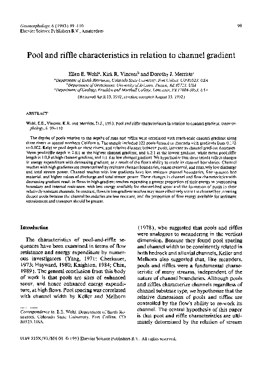 (PDF) Pool and riffle characteristics in relation to channel gradient