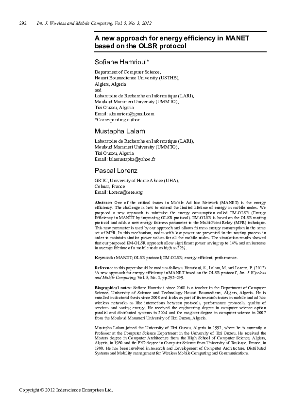 (PDF) Enhancing Energy Efficiency in MANET via OLSR