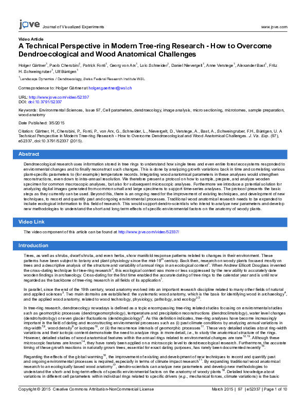 A Technical Perspective in Modern Tree-ring Research - How to Overcome ...