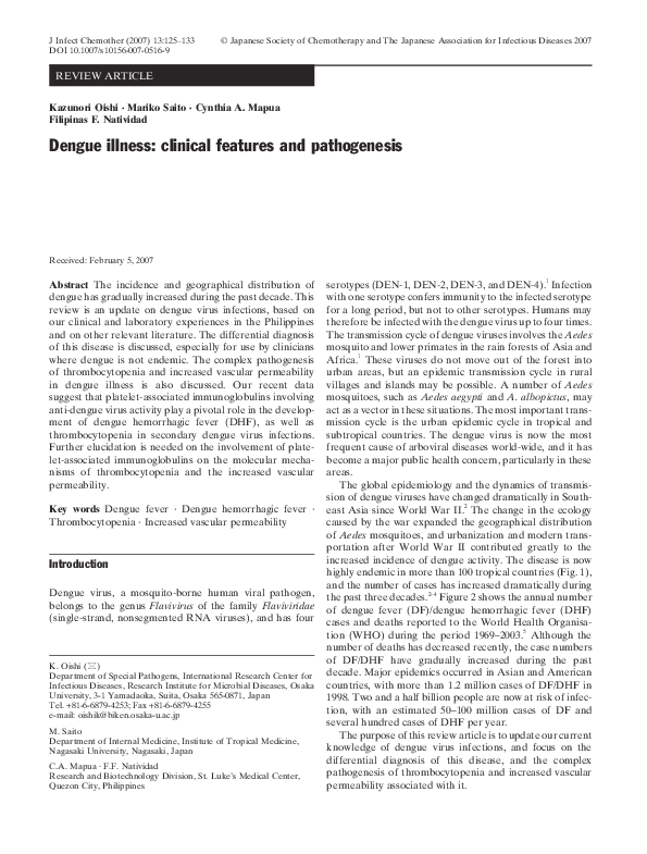 (PDF) Dengue illness: clinical features and pathogenesis