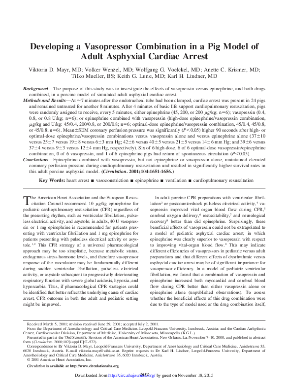 Pdf Hemodynamic Respiratory And Perfusion Parameters During Asphyxia Resuscitation And