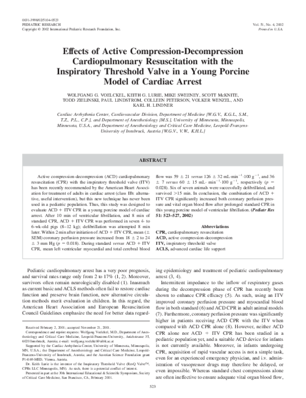 (PDF) Effects of Active Compression-Decompression Cardiopulmonary ...
