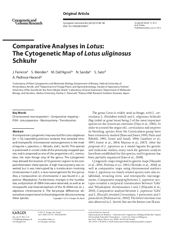 (PDF) Comparative Analyses in Lotus : The Cytogenetic Map of Lotus ...