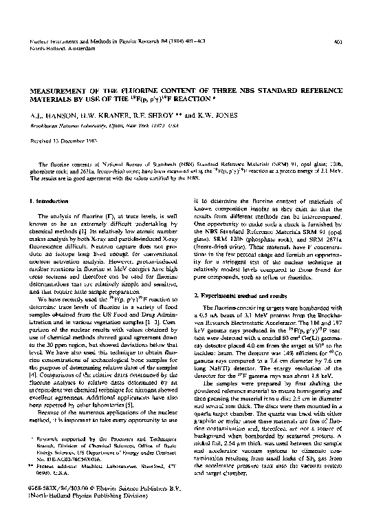 (PDF) Fluorine analysis of nuclear waste glasses | Keith Matlack ...
