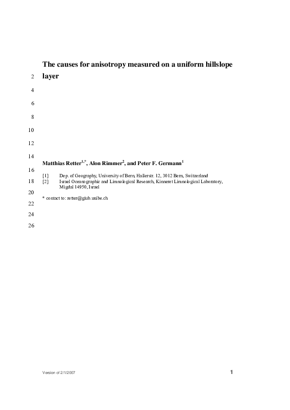 (PDF) The causes for an-isotropy measured on a uniform hill slope layer