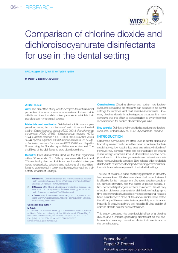 (PDF) Antimicrobial activity of chlorine and a new chlorine dioxide ...