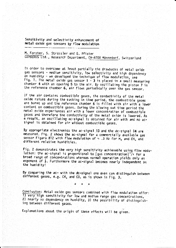 (PDF) Sensitivity and Selectivity Enhancement of Metal Oxide Gas Sensors by Flow Modulation