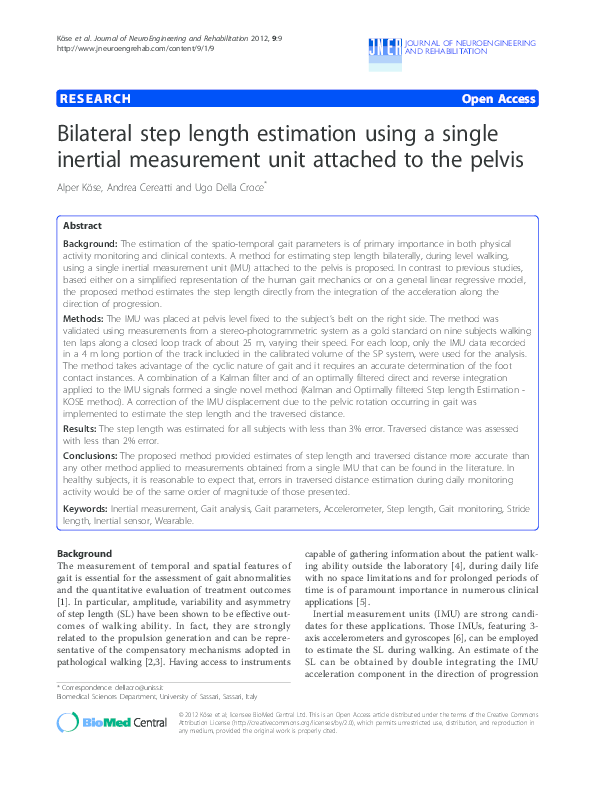 (PDF) Bilateral step length estimation using a single inertial ...