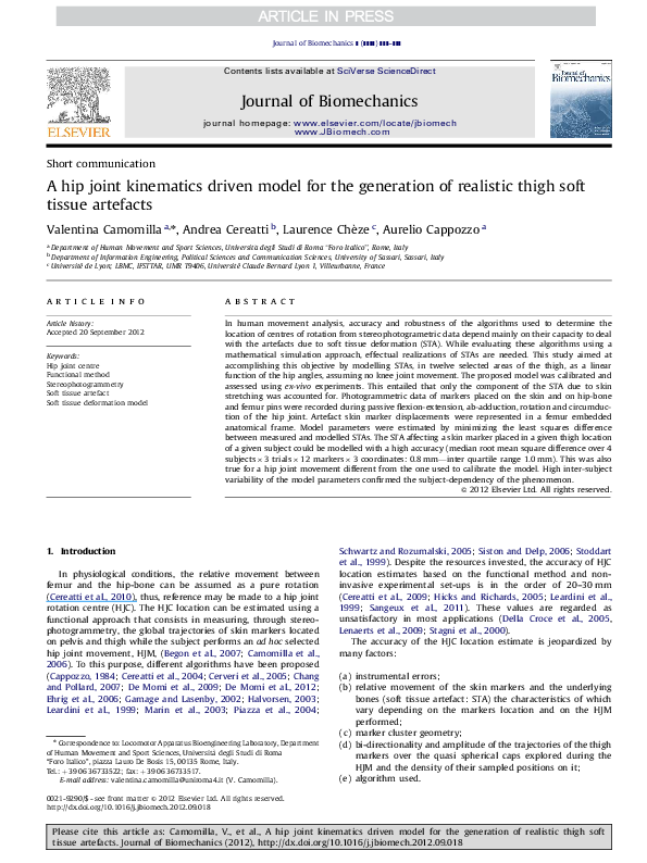 Pdf A Hip Joint Kinematics Driven Model For The Generation Of Realistic Thigh Soft Tissue