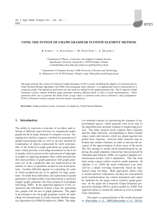 (PDF) Using a graph grammar system in the finite element method