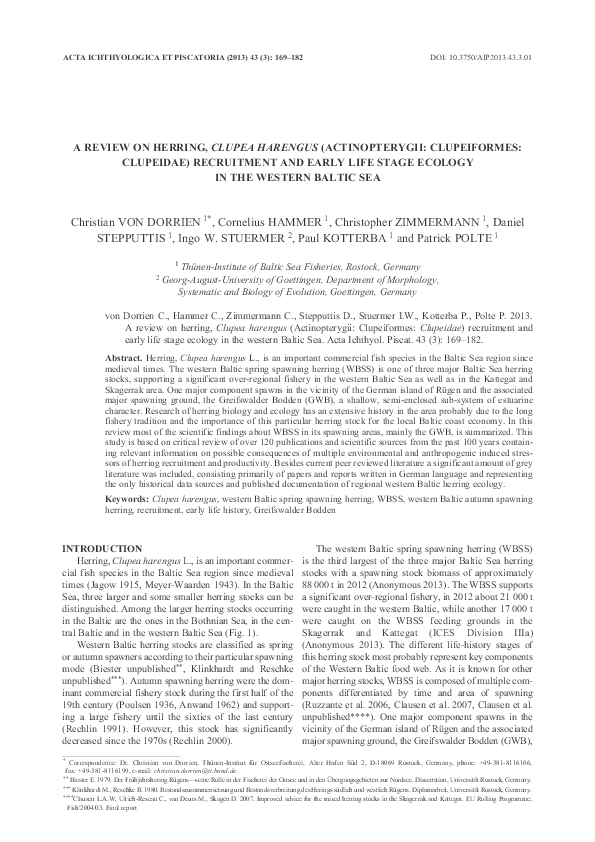 (PDF) A Review on Herring, Clupea Harengus (Actinopterygii ...