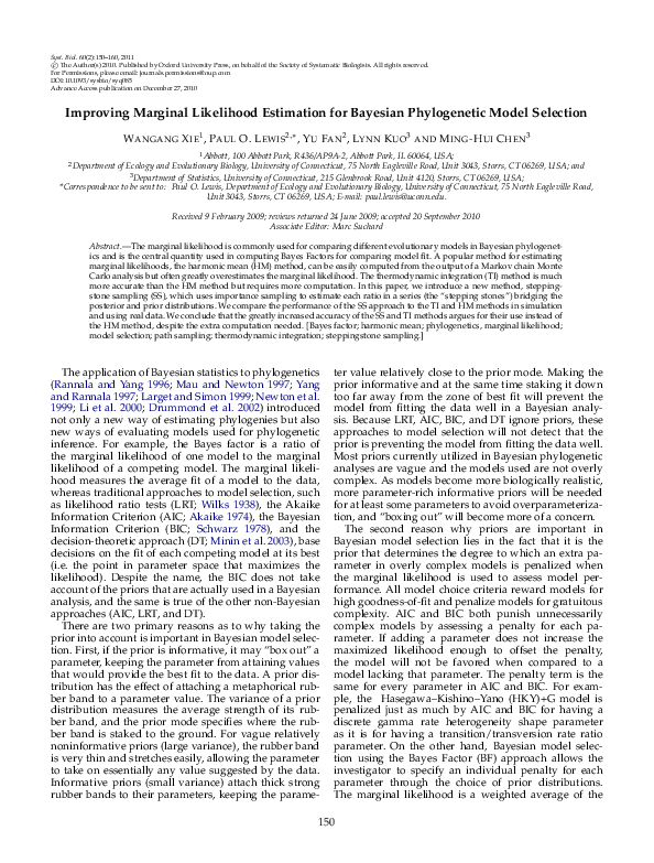 (PDF) Improving Marginal Likelihood Estimation for Bayesian ...