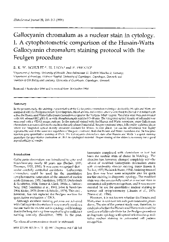 (PDF) Gallocyanin chromalum as a nuclear stain in cytology. I. A ...