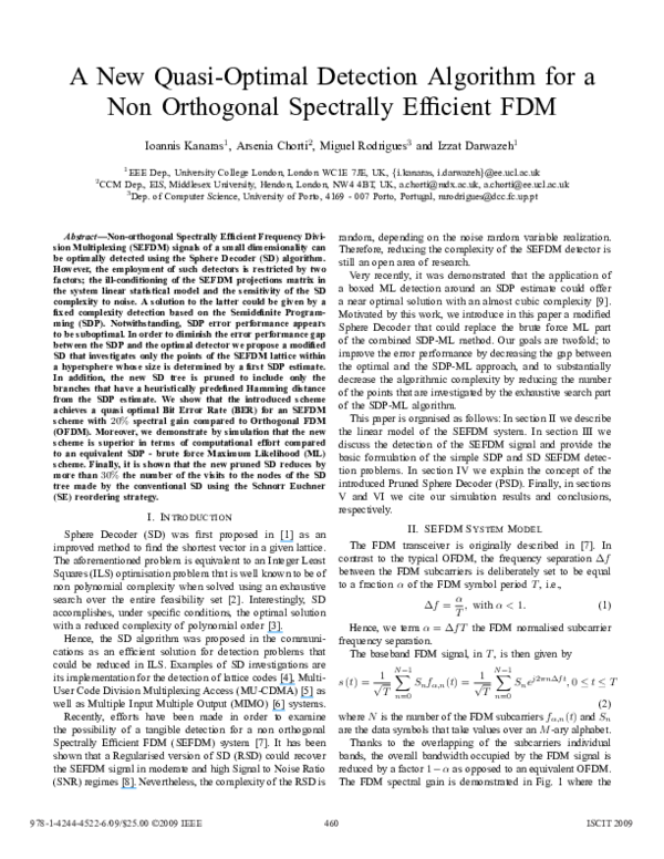 Pdf A New Quasi Optimal Detection Algorithm For A Non Orthogonal