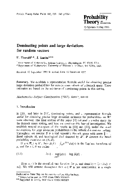 (PDF) Dominating points and large deviations for random vectors
