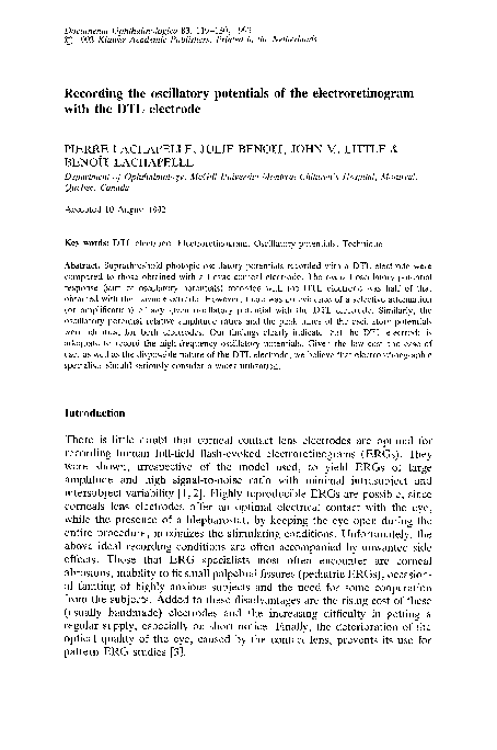 (PDF) Recording the oscillatory potentials of the electroretinogram ...