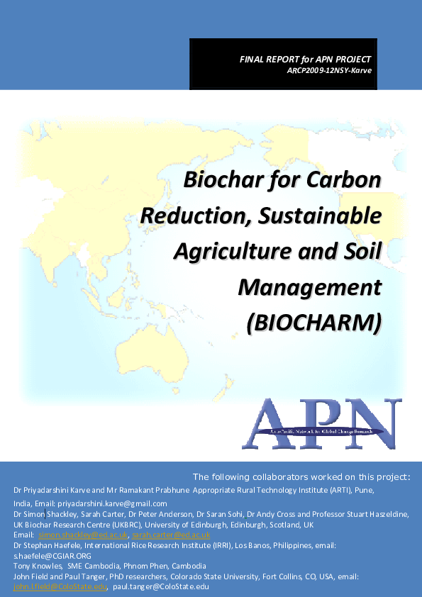 (PDF) Biochar for Carbon Reduction, Sustainable Agriculture and Soil ...