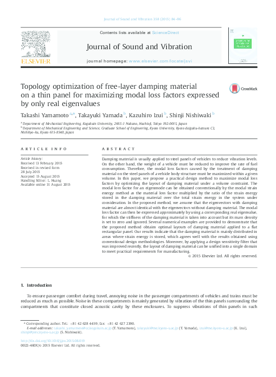 (PDF) Topology optimization of free-layer damping material on a thin ...