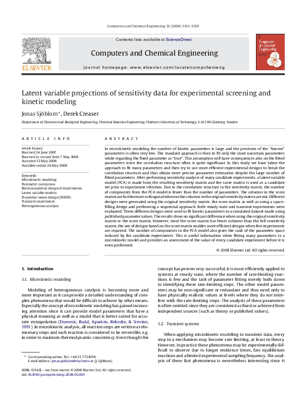 Pdf Latent Variable Projections Of Sensitivity Data For Experimental