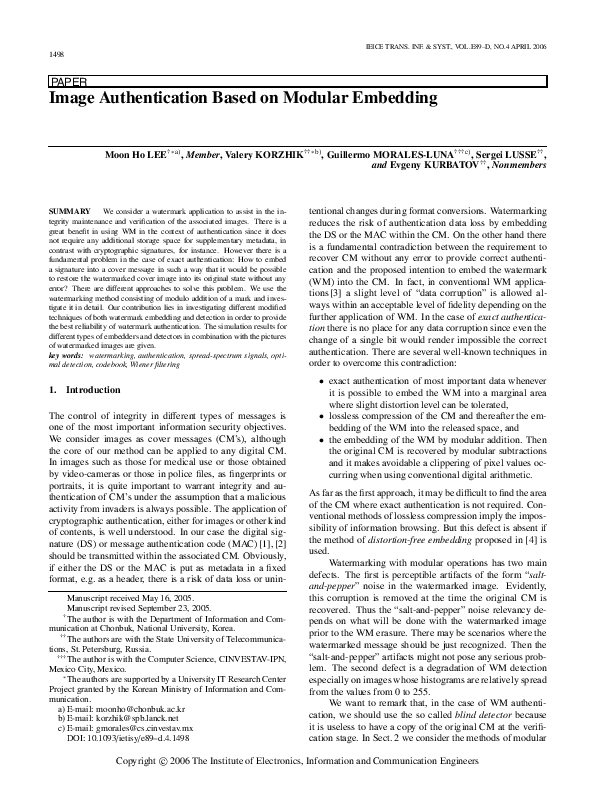Pdf Image Authentication Based On Modular Embedding Guillermo Luna
