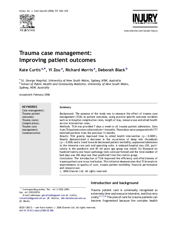 (PDF) Trauma case management: Improving patient outcomes
