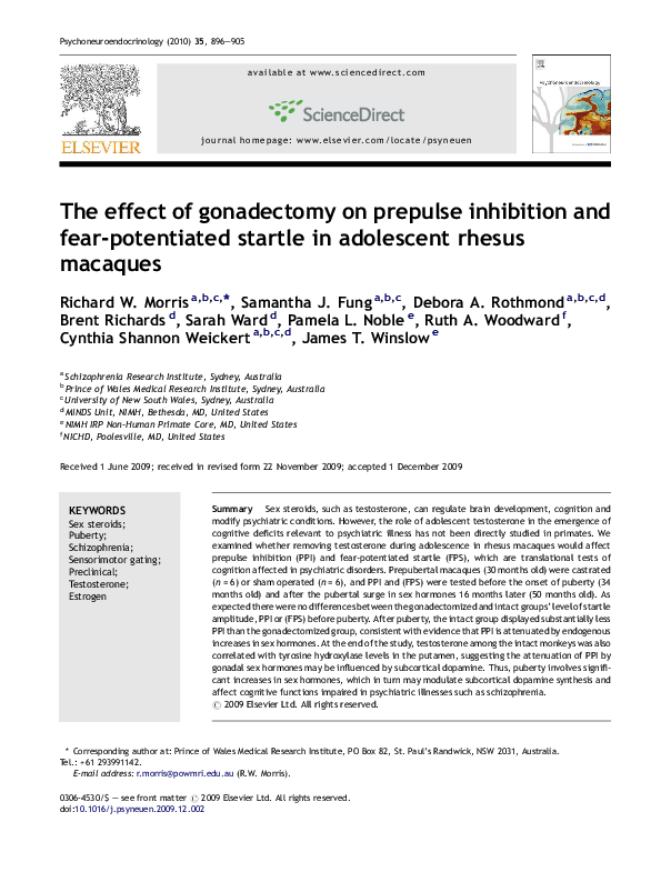 (PDF) The effect of gonadectomy on prepulse inhibition and fear ...