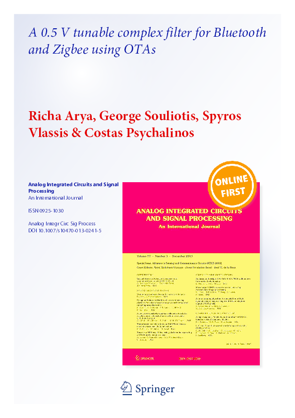 (PDF) A 0.5 V tunable complex filter for Bluetooth and Zigbee using OTAs