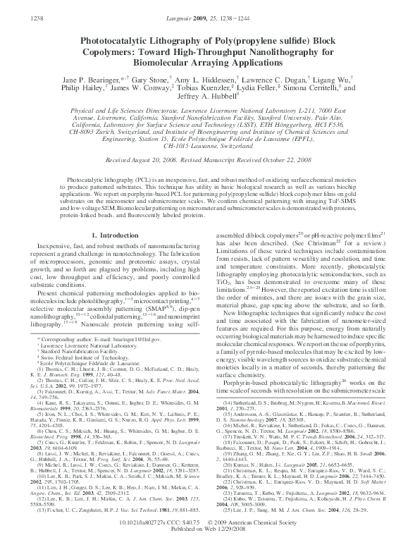 (PDF) Phototocatalytic Lithography of Poly(propylene sulfide) Block ...
