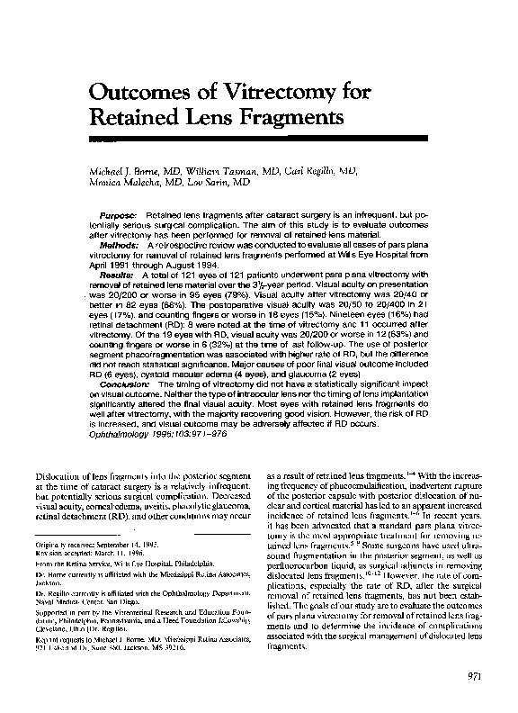 (PDF) Surgical and visual outcomes of posterior dislocated lens ...