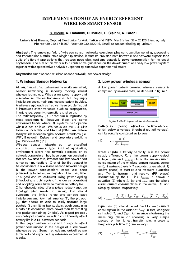 (PDF) IMPLEMENTATION OF AN ENERGY EFFICIENT WIRELESS SMART SENSOR