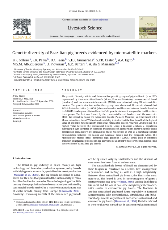 (PDF) Genetic diversity of Brazilian pig breeds evidenced by ...
